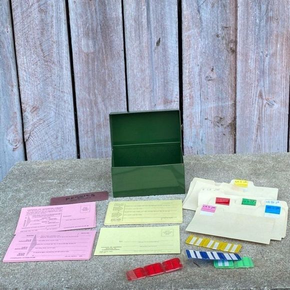 Vintage | Office | Vintagegreen Tinnotecard Recipe Box Usps Change Of ...